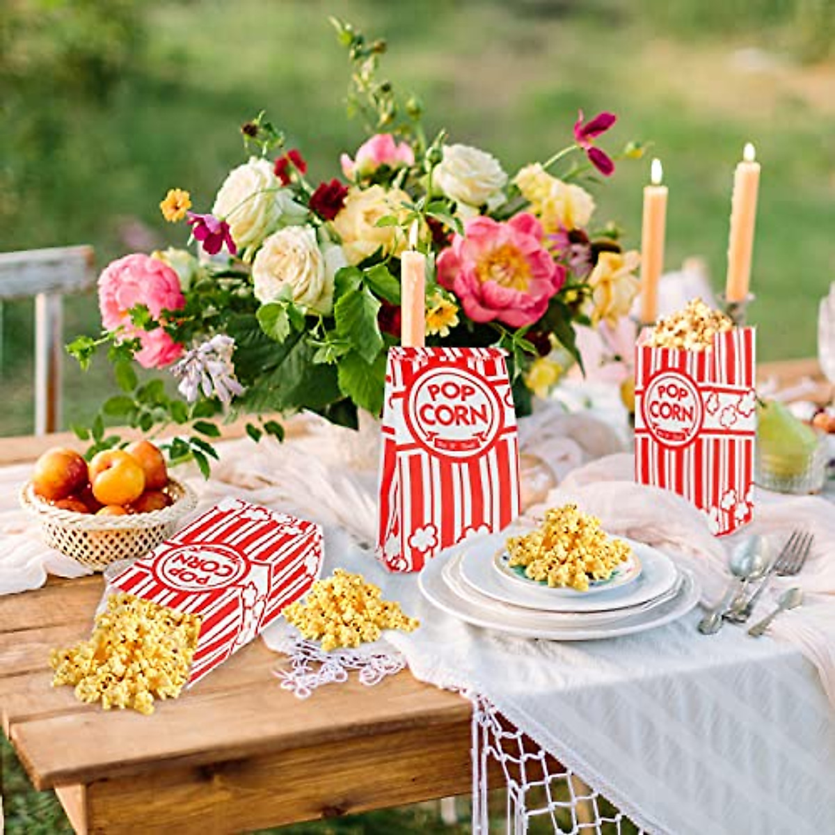SUPWISER 500 Pcs Popcorn Bags, 1 Oz Movie Night Paper Popcorn Bags Bulk Individual Servings for Popcorn Machine Kitchen Party Movie Theater, Carnival Party, Decorations Supplies (500)