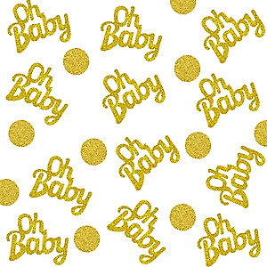 160 Pieces Baby Shower Confetti Gold Confetti Glitter Gold Decorations Baby Shower Party table Decorations Crown Confetti Baby Circle Dots Confetti for Baby Shower Parties (Baby, Circle Dot Style)