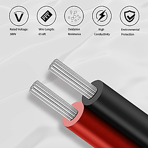 22 Gauge 2 Conductor Electrical Wire, 65.6ft 2pin Conductor Solid Core Wire, 22 AWG Insulated Stranded Hookup Wire, Flexible Extension Electrical Cord for LED Strip, Auto, 12/24 Volt Lighting