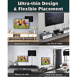 TV Antenna for Smart TV, TV Antenna Indoor 380+ Miles Long Range, Antenna TV Digital HD Indoor Support 4K 1080p UHF VHF FM, Digital Antenna for TV for Local Channels, TV Antenna Amplifier Booster