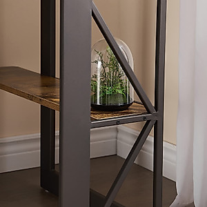 VECELO Corner Computer Desk 41 x 30 inches with Smooth Keyboard & Storage Shelves for Home Office Workstation, Antique Brown