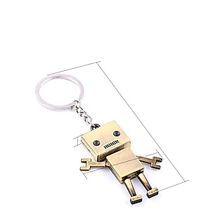 EXCEART 2 Pcs Mini Keychains - Robot Shape Creative Hanging Keyring Ornament Decor Key Holder (Bronze, Silver)