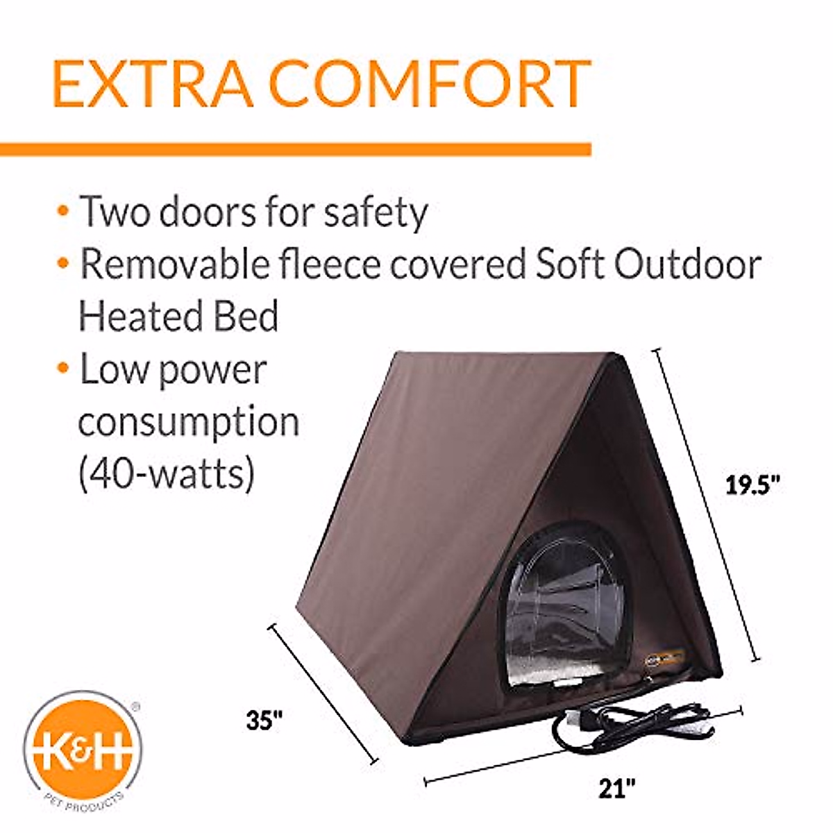 K&H Pet Products Multi-Kitty A-Frame Outdoor Cat House Chocolate 35 X 20.5 X 20 Inches Heated