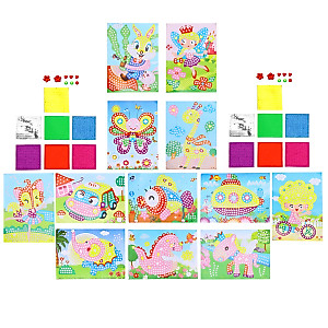 NUOBESTY EVA Diamonds Mosaic Sticker Art Kits for Kids, DIY Handmade Art Crafts Sticker for Kids, 12 Pieces