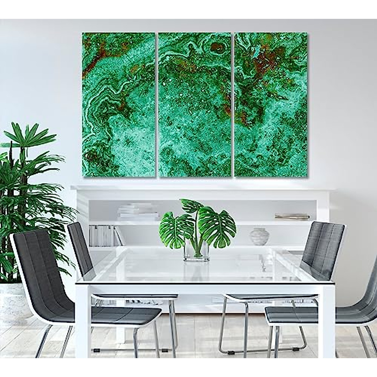 Emerald Green Marble Canvas Print 3 Panels / 36x24 inches
