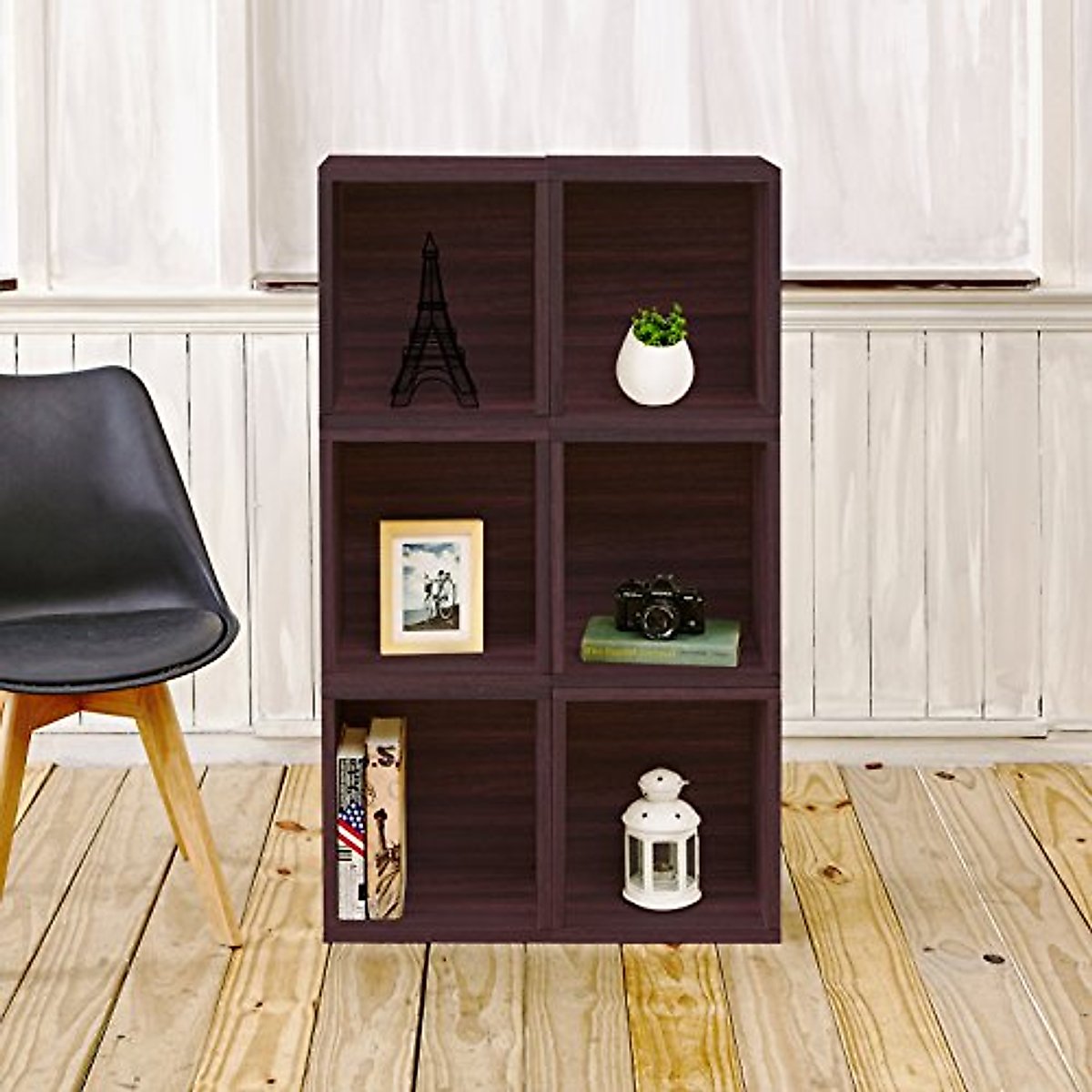 Way Basics Cube Plus Cubby Organizer (Tool-Free Assembly and Uniquely Crafted from Sustainable Non Toxic zBoard Paperboard), Espresso Wood Grain