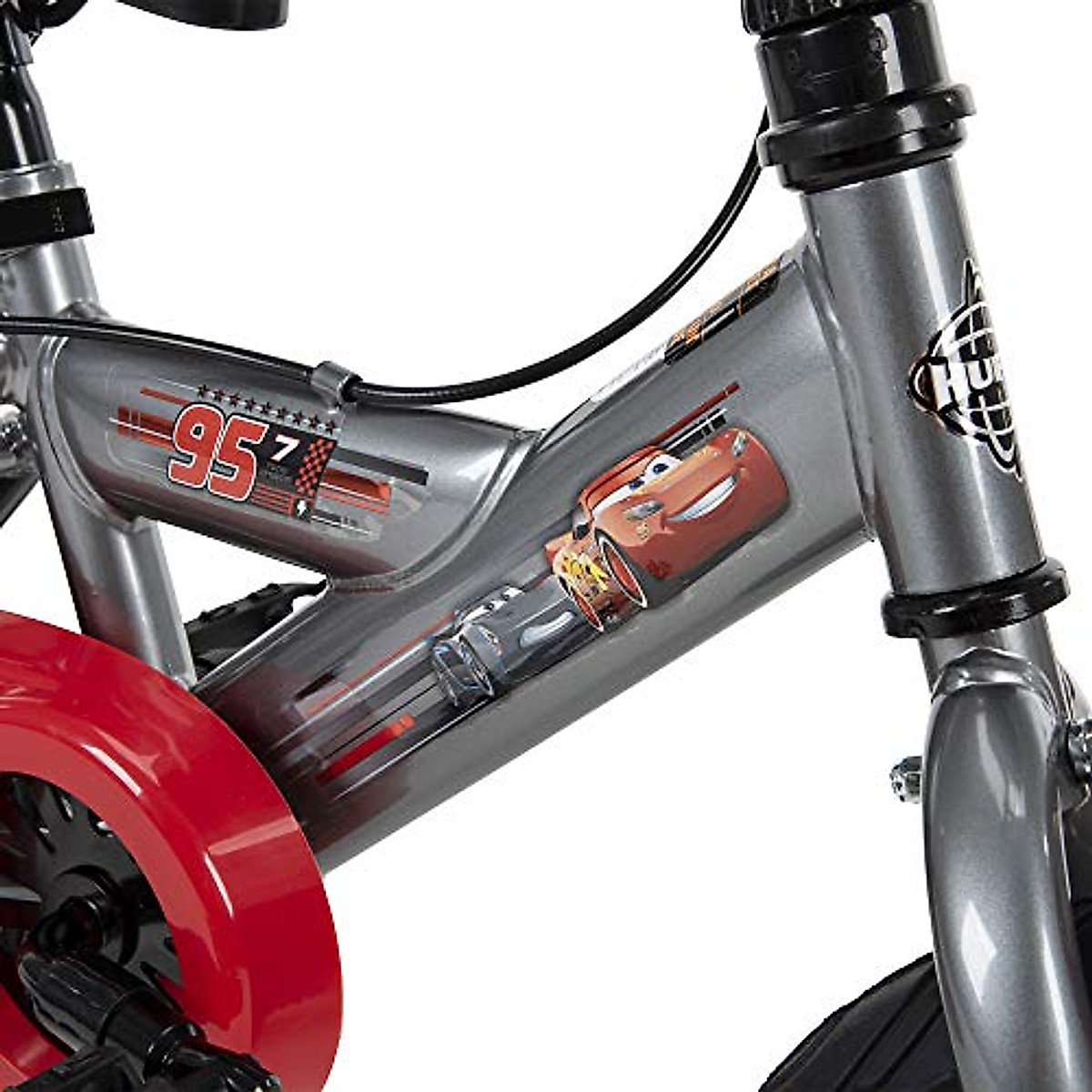 Huffy Disney Cars 16” Kid’s Bike, Quick Connect Assembly, Tire Case Storage & Training Wheels, Gray