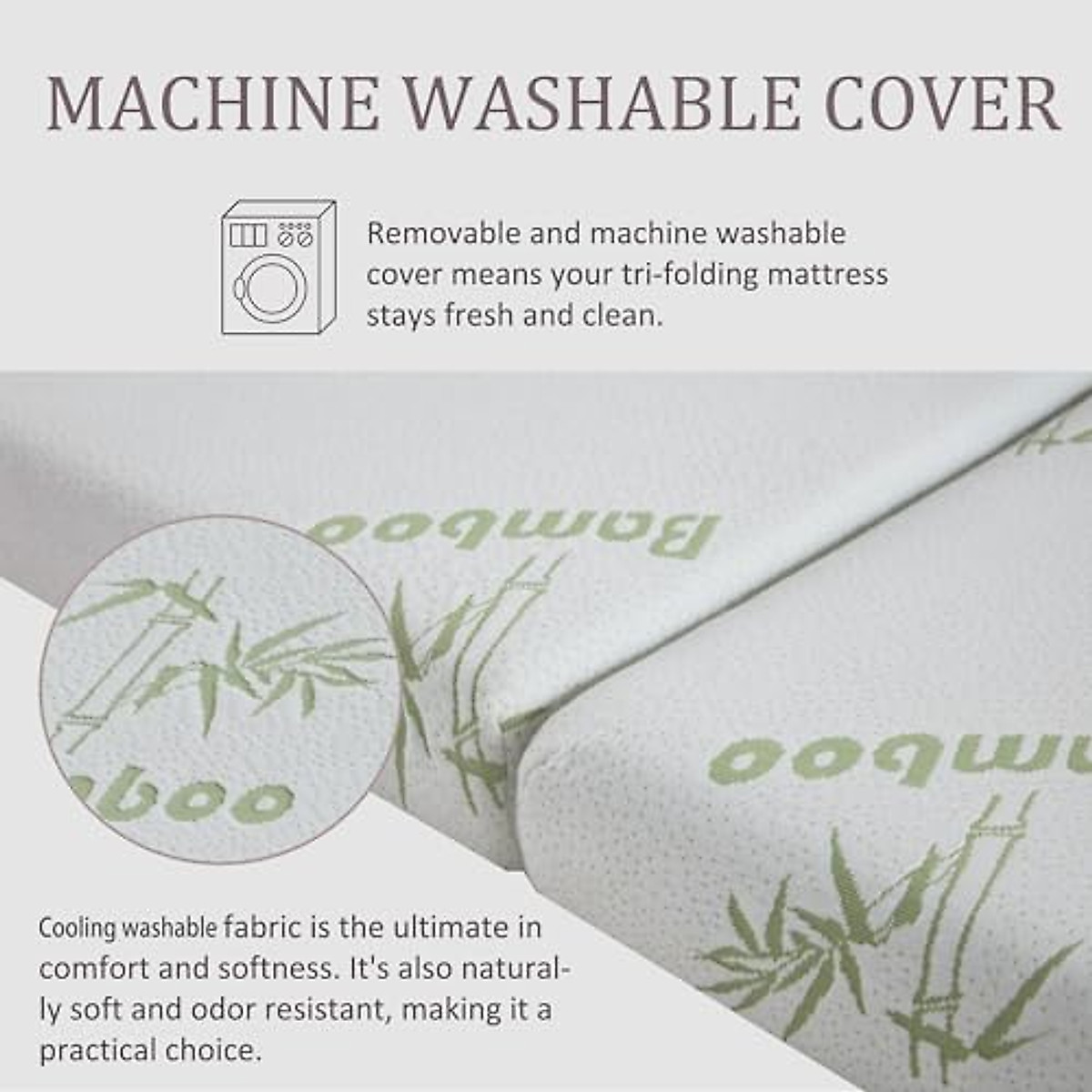 SINWEEK Folding Mattress Single Trifold Floor Guest Bed Foldable Sleeping Mats for Adults Tri Folding Foam Camping Pad with Travel Bag and Washable Cooling Cover CertiPUR-US Certified