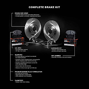 R1 Concepts Front Rear Brakes and Rotors Kit |Front Rear Brake Pads| Brake Rotors and Pads| Super Duty Brake Pads and Rotors| Hardware Kit WFXH2-40031