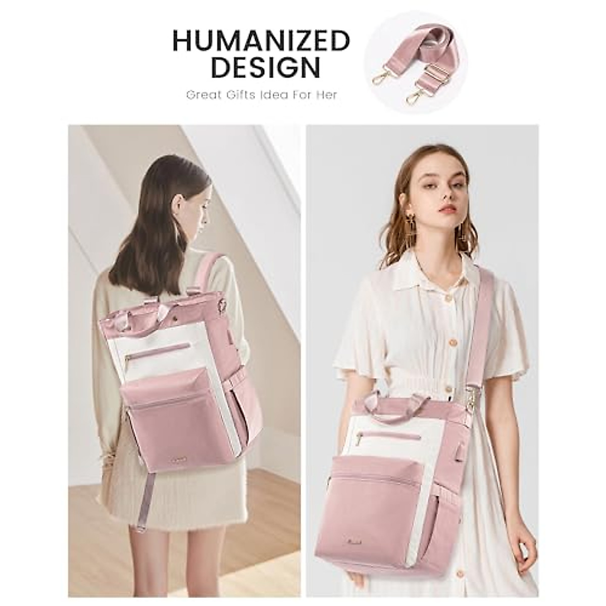 LOVEVOOK Laptop Backpack for Women 15.6 Inch Laptop Bag with USB Port Wide Open Work Tote Bag Convertible Casual Daypack Business Computer Travel Backpack Purse Teacher Nurse Bag