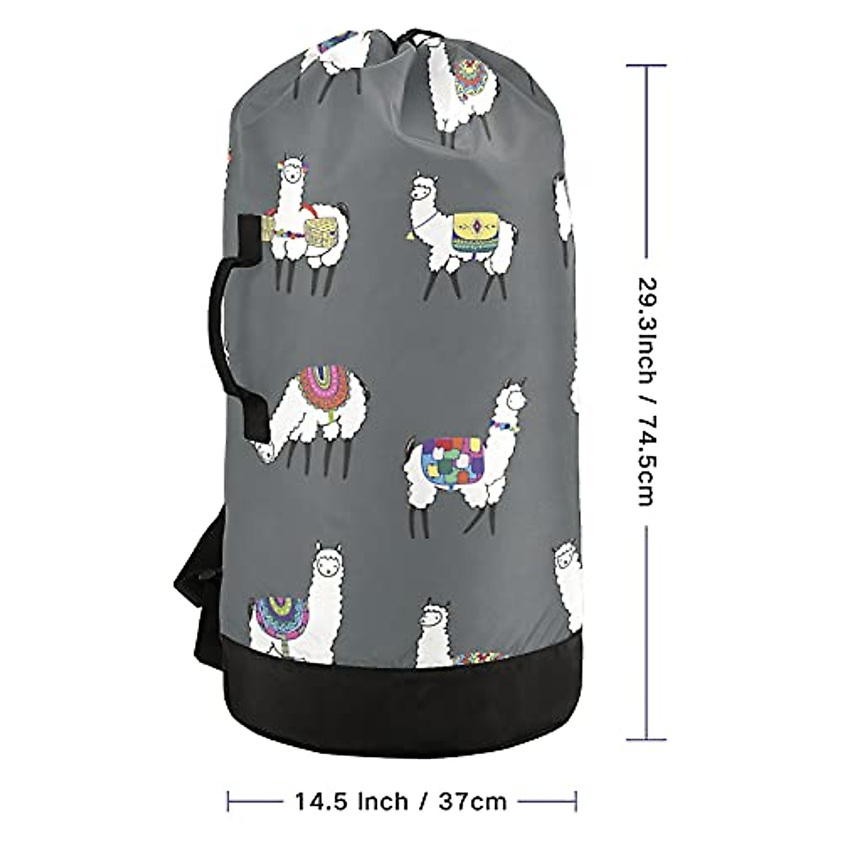 xigua Llama Laundry Backpack with Shoulder Straps Portable Drawstring Closure Nylon Laundry Hamper Bag for College, Laundromat, Apartment