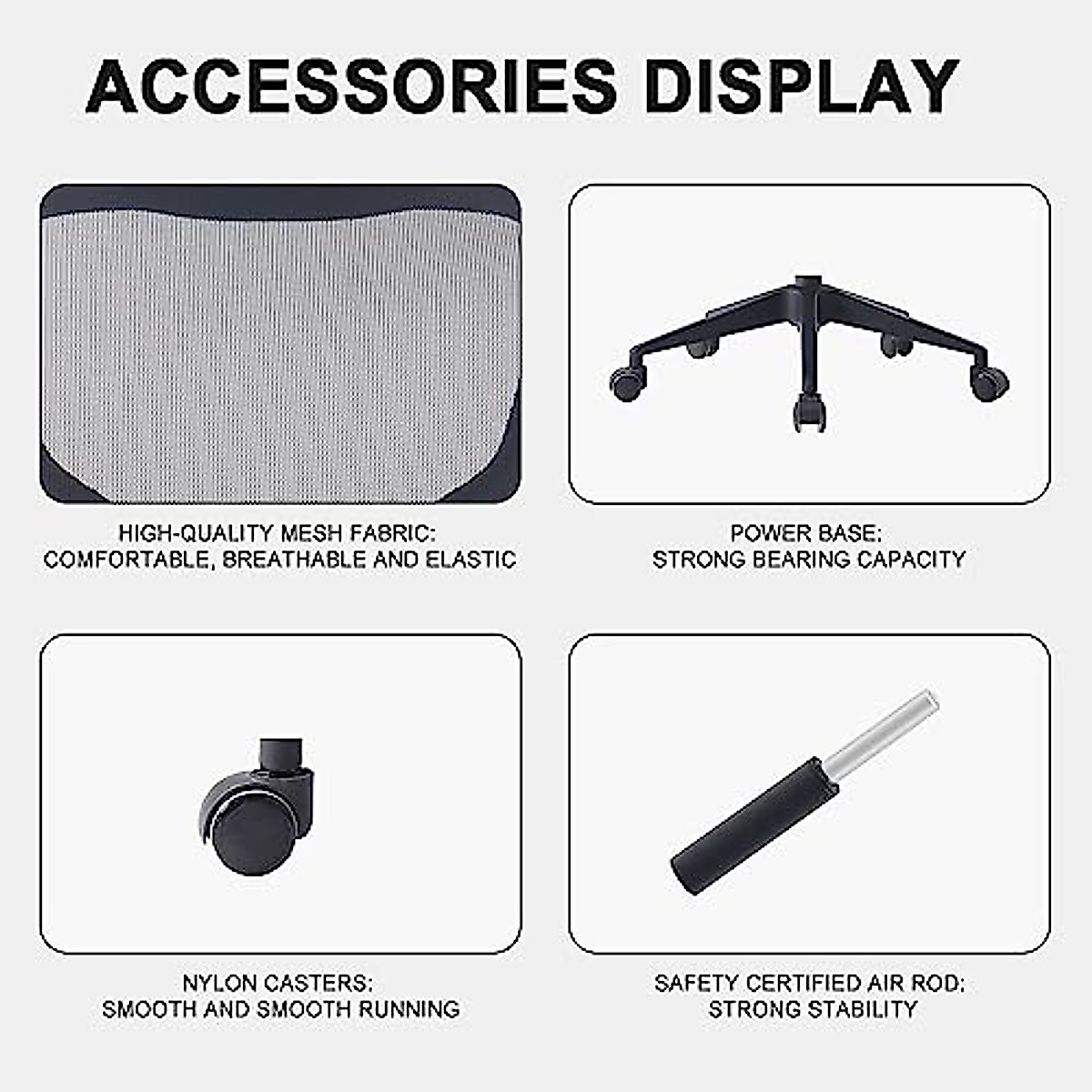 SUKIDA Office Chair with Headrest - Ergonomic Office Chair with Neck Support, Black Mesh Computer Desks Chairs Wheels Back Support Back Pain Comfortable Flip Up Arms Comfy for Home Bedroom