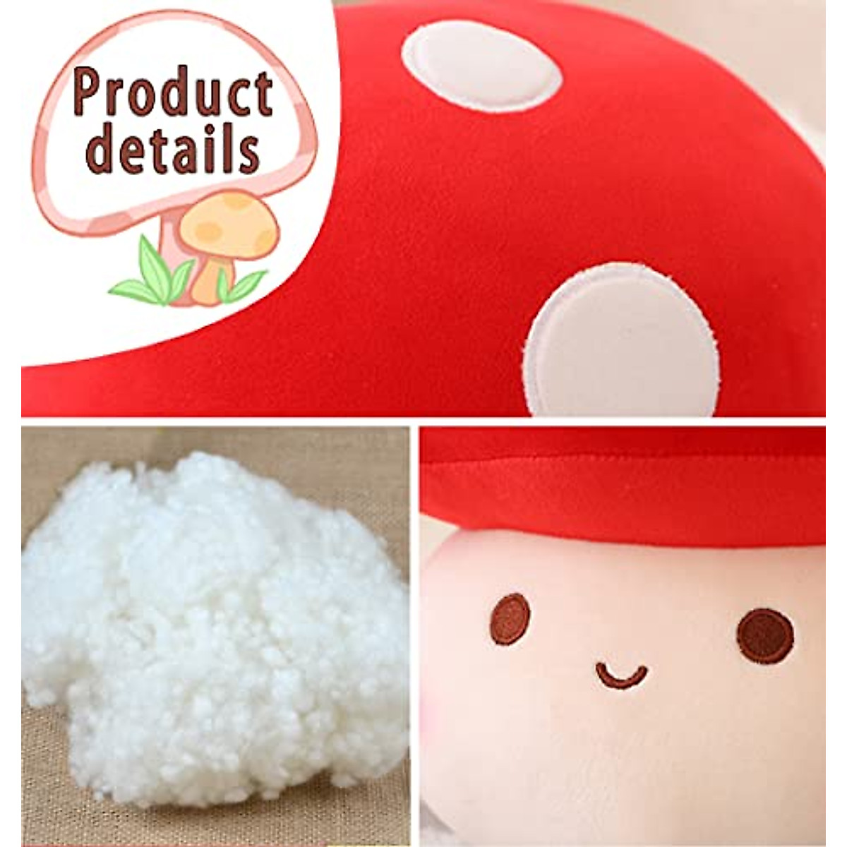 Yulefly Large Mushroom Plush Toy, Mushroom Stuffed Animal Hugging Throw Pillow Plushies Doll Toy, Gift for Birthday Valentine