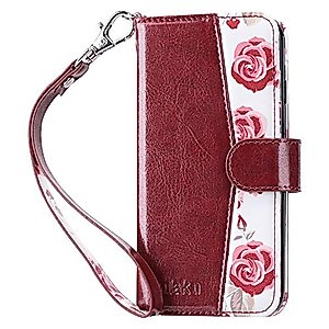 ULAK iPhone 8 Wallet, iPhone SE Wallet Case 2020, iPhone SE 3 Wallet 2022, iPhone 7 Flip Wallet Case, PU Leather Kickstand Card Holder Protective Cover for iPhone 7/8/iPhone SE 2 3 Gen 4.7'', Burgundy