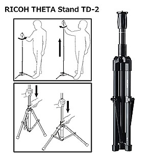 RICOH Theta Stand TD-2 : Compatible with All RICOH Theta Models in The Series, Dimensions: Maximum Extension: 150cm / Folded up Length: 45.7cm / Weight: 463g