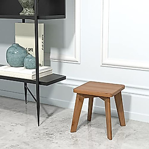 Step Stool Kitchen Bathroom Bedroom for Kids and Adults Wooden Foot Rest Stools Sturdy Bamboo Wood One Small Stool 10 inch