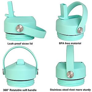 Straw lid for Yeti Rambler Water Bottle 18 26 36 64 oz, Replacement Cap Straw Cap for RTIC 18oz 26oz 36oz, Lid with Straw and Brush and Flexible Handle ﻿