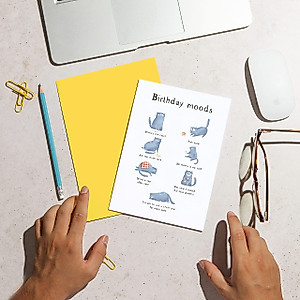 Huxters Funny Birthday Card – A5 Cat Birthday Card with Included Envelope – Unique Hand Illustrated Design – Ultra-Thick Recyclable Paper – Ideal Mother Birthday Card, Best Friend, Cat Lovers…