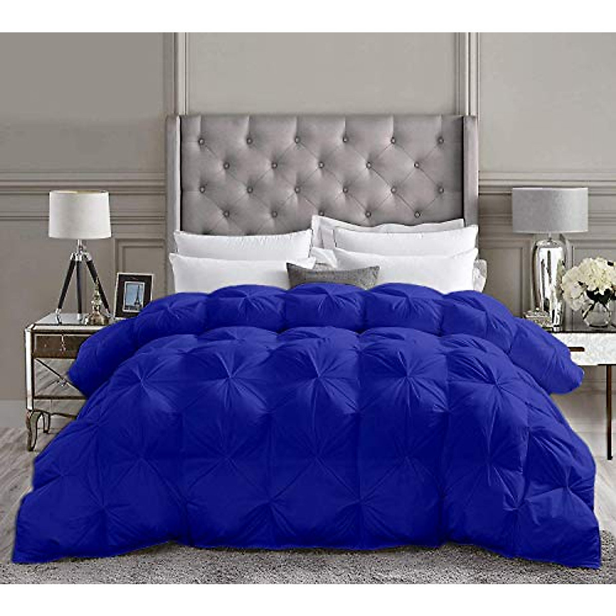Pride Beddings Royal Blue Premium Quality Comforter Ultra-Soft Duvet Insert 100% Cotton Cover Shell All Season Down Alternative Comforter (Size_Cal-King 102x96)