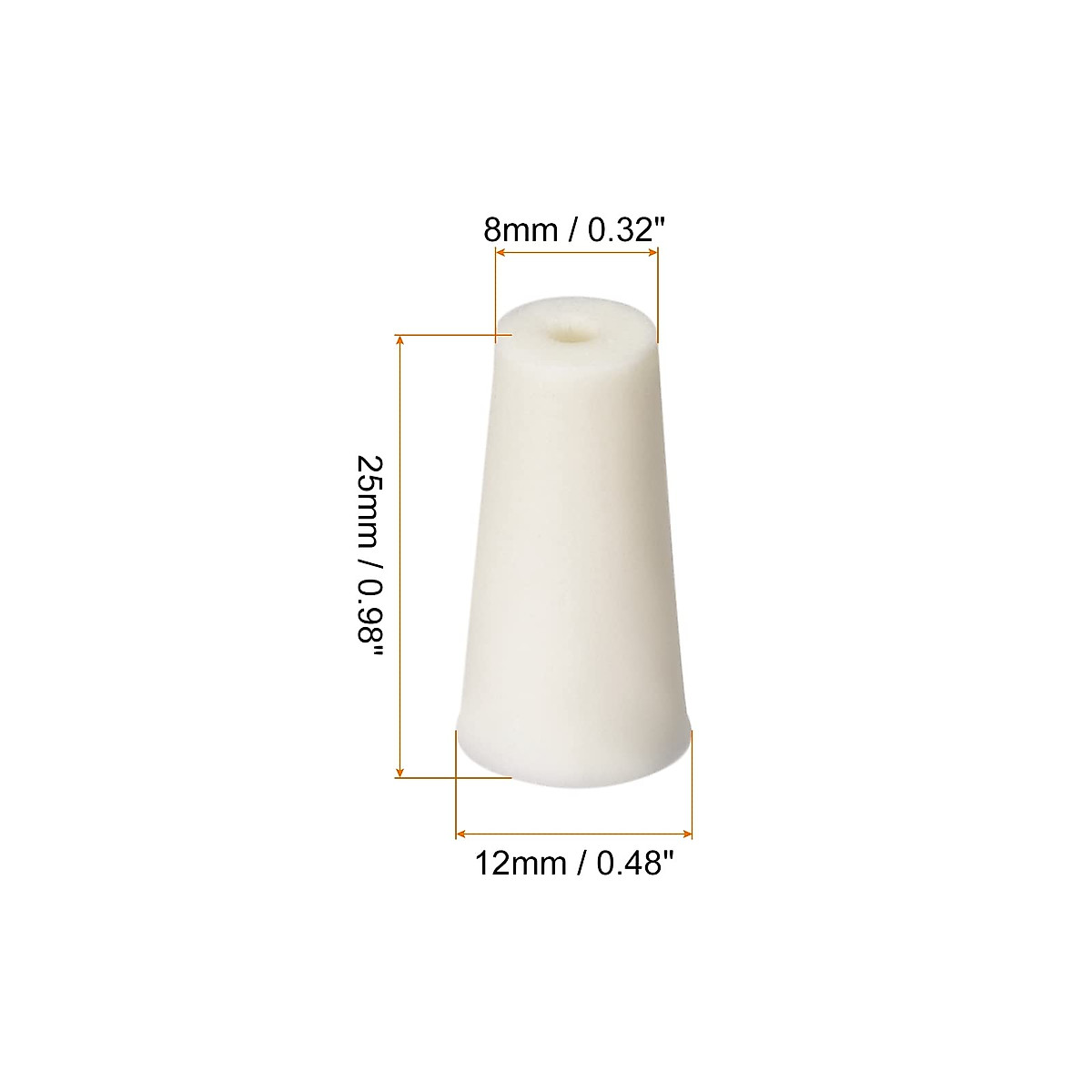 Rebower Solid Lab Rubber Stoppers Drilled Silicone Plugs, [for Glass Ports, Pipe Mouths] - 8-12mm /Beige/ 5Pcs