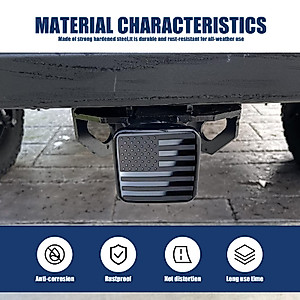 ZKFAR Pack-1 Trailer Hitch Cover, American Flag Plug Cover, Metal Rear Receiving Tube Cover, 2" Automotive Dust Plug, Protective Cover with Pin Bolt, Universal for Most SUVs, Trailers (Black)