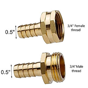 Twinkle Star Heavy Duty Brass 1/2" Garden Hose Mender End Repair Connector with Stainless Clamps, Male and Female Garden Hose Fittings, 3 Sets