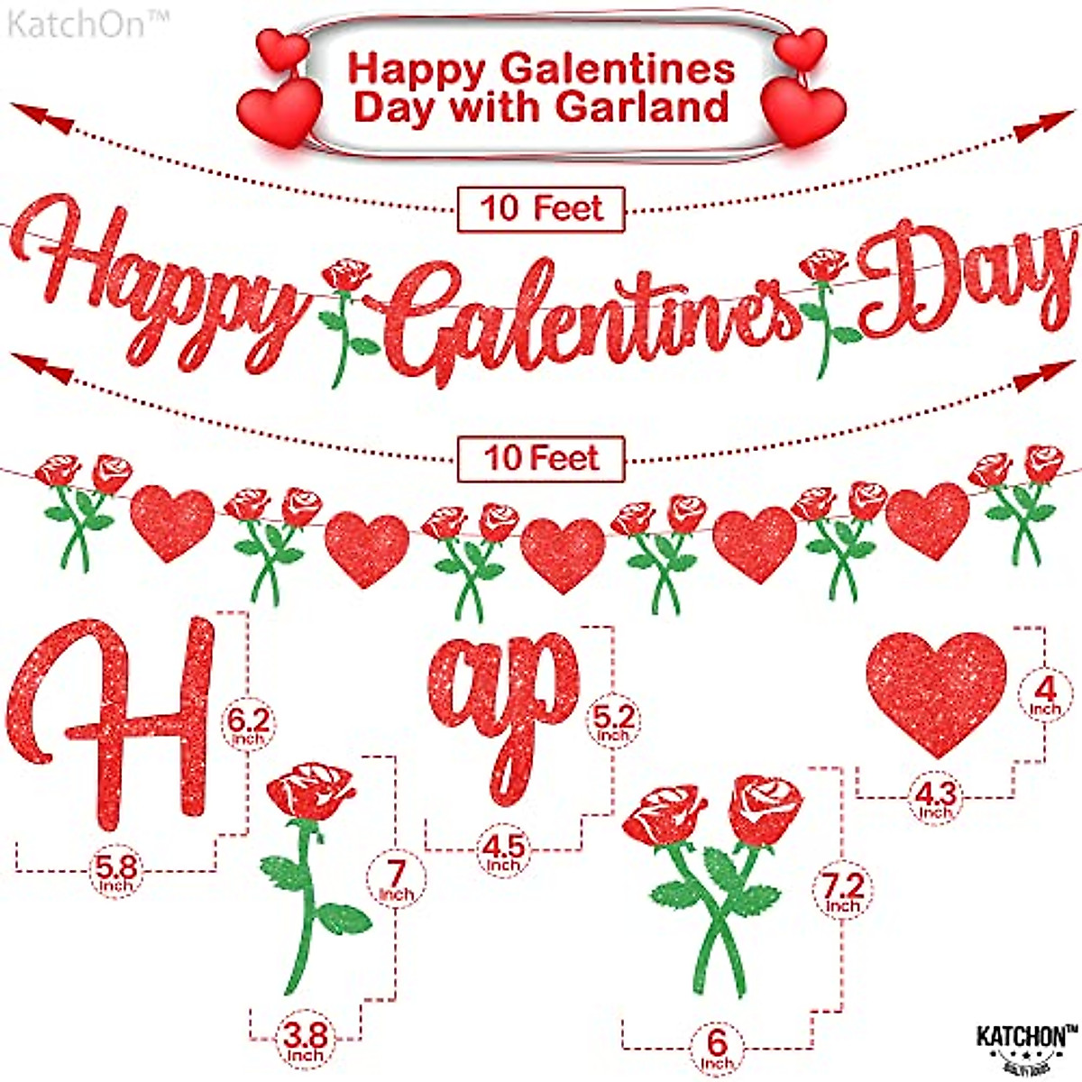 Happy Galentines Day Banner with Roses - 2 Strings, No DIY | Happy Galentines Day Decorations | Galentines Day Party Favors for Be My Galentine Decor | Galentine's Day Decorations, Galentines Décor