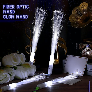 Jecery 72 Pieces White Fiber Optic Wands Glow Sticks LED Light up Wedding Wand with 3 Modes Flashing Sparklers for New Year Eve Birthday Wedding Bridal Shower Glow in The Dark Party Favors Supplies
