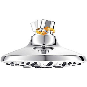 HOPOPRO High Pressure Shower Head with 5 Functions, 6 Inch Fixed Shower Head High Flow Rain Shower Head for Luxury Shower Experience