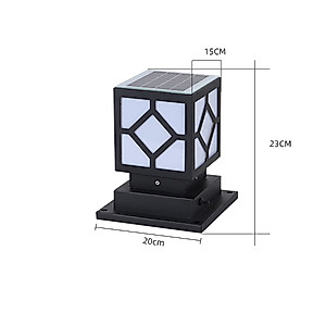 LANTKD Solar Column Head Lamp, Courtyard Villa Garden Home Super Bright Chinese-Style Gate Pillar Lamp Outdoor Waterproof Fence LED Three-Color Dimming Lamps