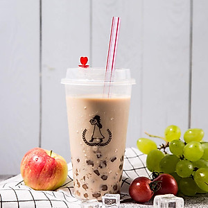 Flexible Straws,200 Pcs Disposable Stripes Multiple Colors Drinking Plastic Straws.(0.23'' diameter and 7.8" long)