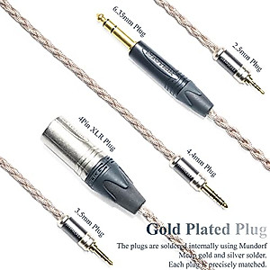 FSIjiangyi He1000se Cable Susvara Cable He6se Cable Sundara Cable Two 3.5mm Plug 6N Single Crystal Copper Ananda Balanced Cable for HIFIMAN Ananda Replacement Cable He400i Cable (2.5mm Plug)