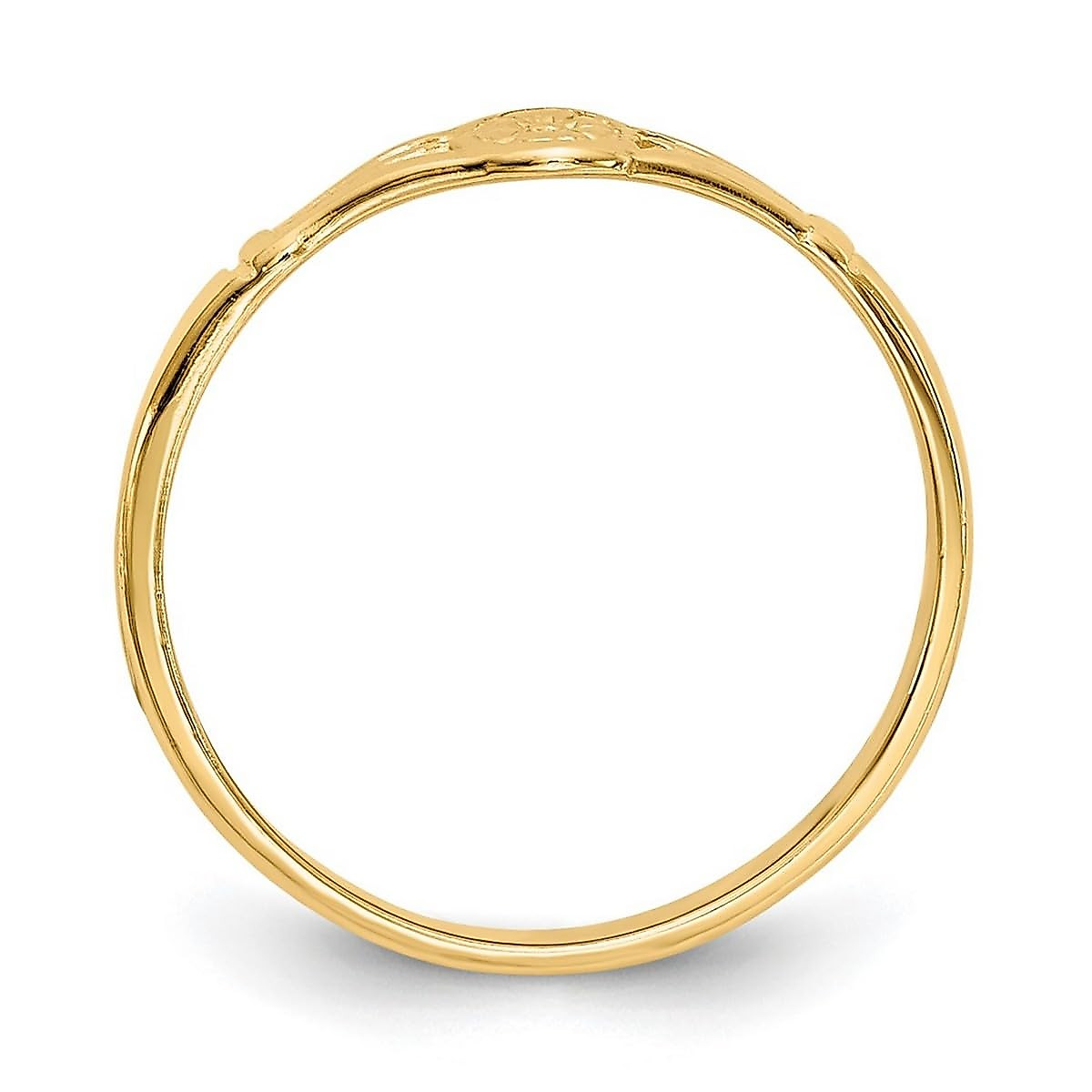 14k Yellow Gold Solid Flat back Polished Oval Baby Ring Size 2.25 Jewelry for Women