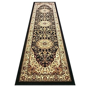 Bellagio Traditional Area Rug Runner 32 Inch X 10 Feet Black Design 401