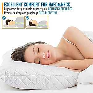 Shredded Memory Foam, Sleeping,Bed Pillows Queen Size Set of 2 Pack Cooling Adjustable,Good for Side and Back Sleeper with Washable Removable Bamboo Cover
