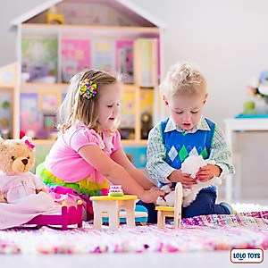 Premium Wooden Dollhouse Furniture Set –49PCS, 7 Rooms– Doll House Furniture and Accessories Set