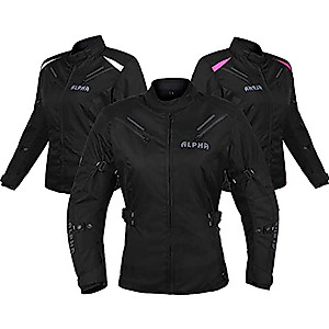 ALPHA CYCLE GEAR ALL SEASON WOMEN MOTORCYCLE JACKET WATERPROOF RIDING WITH CE ARMOUR (BLACK, LARGE)