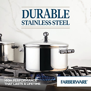 Farberware Classic Stainless Steel 6-Quart Stockpot with Lid, Stainless Steel Pot with Lid, Silver