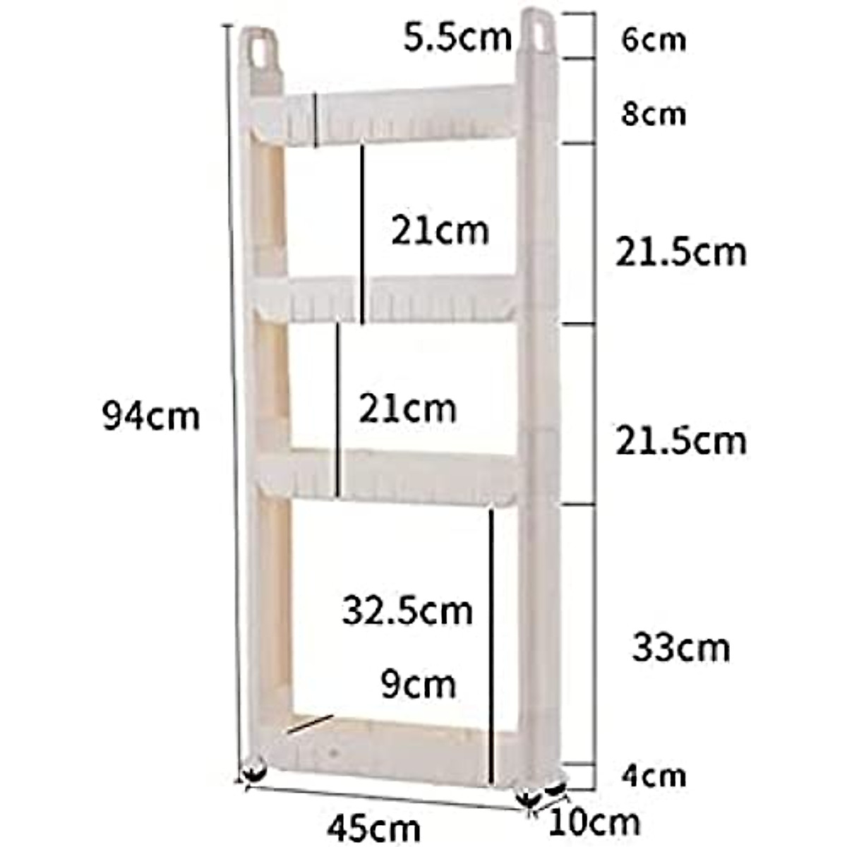Storage Rack 10cm Wide Kitchen Cart, Rolling Household Storage Cart, Mobile Shelving Unit Organizer, Gap Storage Slim Slide Out Pantry Storage Rack for Narrow Spaces,Ivory,4 Layers-2,Improve