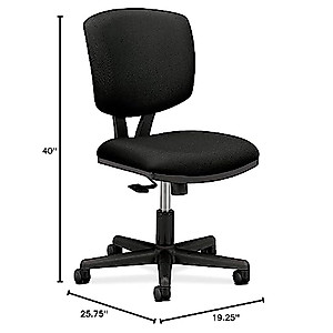 HON H5703.GA10.T Volt Task Chair - Armless Office Chair for Computer Desk, Black Fabric (H5703 )