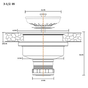 KONE Sink Drain Assembly, Kitchen Sink Drain Strainer Kit with Removable Strainer Basket Stopper, Universal fit USA Home/Commercial 3-1/2 Inch Standard Sink Drain Hole (Matte Black)