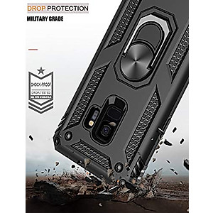 LUMARKE Galaxy S9 Case,Military Grade 16ft. Drop Tested Dual Layered Heavy Duty Cover with Magnetic Ring Kickstand Compatible with Car Mount Holder,Protective Phone Case for Samsung Galaxy S9 Black