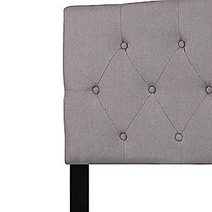 Flash Furniture Cambridge Tufted Upholstered Queen Size Headboard in Light Gray Fabric