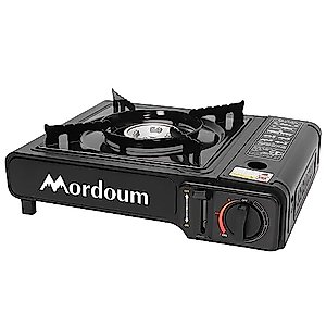 Camping Stove Portable Portable Butane Stove Camp Kitchen Equipment Single Burner Outdoor Cooking Grill for Camping, Picnics, Hiking, Fishing, BBQ (Black)