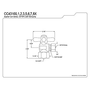Kingston Brass KPK202 Gourmet Scape Plumbing Supply Kit with 1-1/2" P-Trap - 1/2" IPS Inlet x 3/8" Comp Oulet, Polished Brass