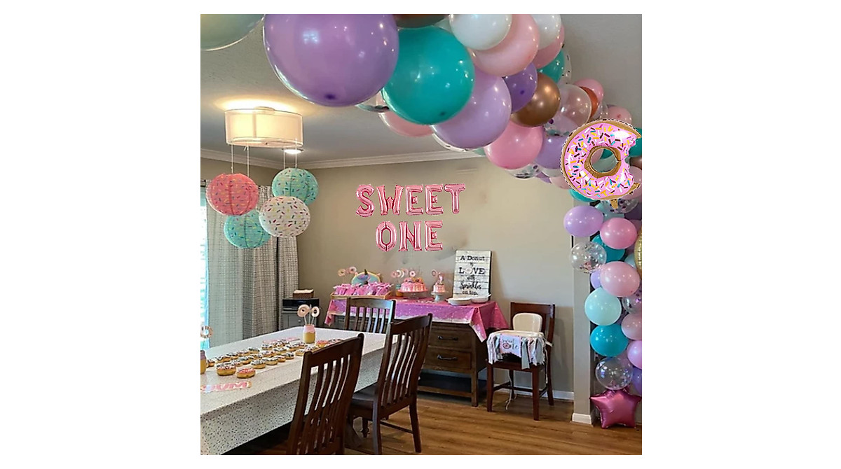 Sweet One Donut Balloons for 1st Birthday Celebration
