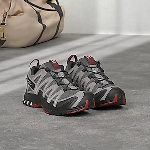 Salomon Men's XA PRO 3D Trail Running Shoes for Men, Monument / Ebony / Red Dahlia, 12