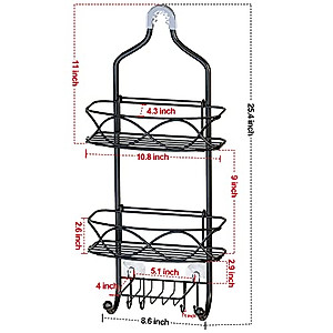GAOKASE Hanging Shower Caddy Over Shower Head, Black Rust Proof Metal Large Bathroom Organizer for Shampoo, Conditioner, Body Wash, Soap, Razors, Shower Sponge, Loofahs and Bath Rack