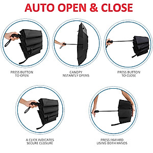 Liberty Imports 3 Pack Windproof Travel Rain Umbrellas - Compact, Light, Automatic, Strong and Portable - for Men and Women (Ed.1)