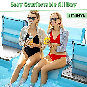 Tinideya 4 Pack Portable Beach Lounge Chairs Folding Beach Loungers for Adults, Lightweight Sunbathing Poolside Tanning Lounger, Outdoor Lounge Beach Mat for Beach Pool Music Festival Travel Camping